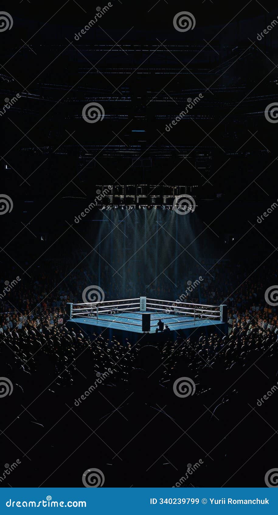 Dramatic Boxing Stadium Scene Illuminated Ring and Shadowy Audience ...