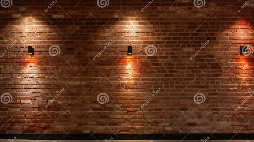 Dramatic brick wall lights stock illustration. Illustration of design ...