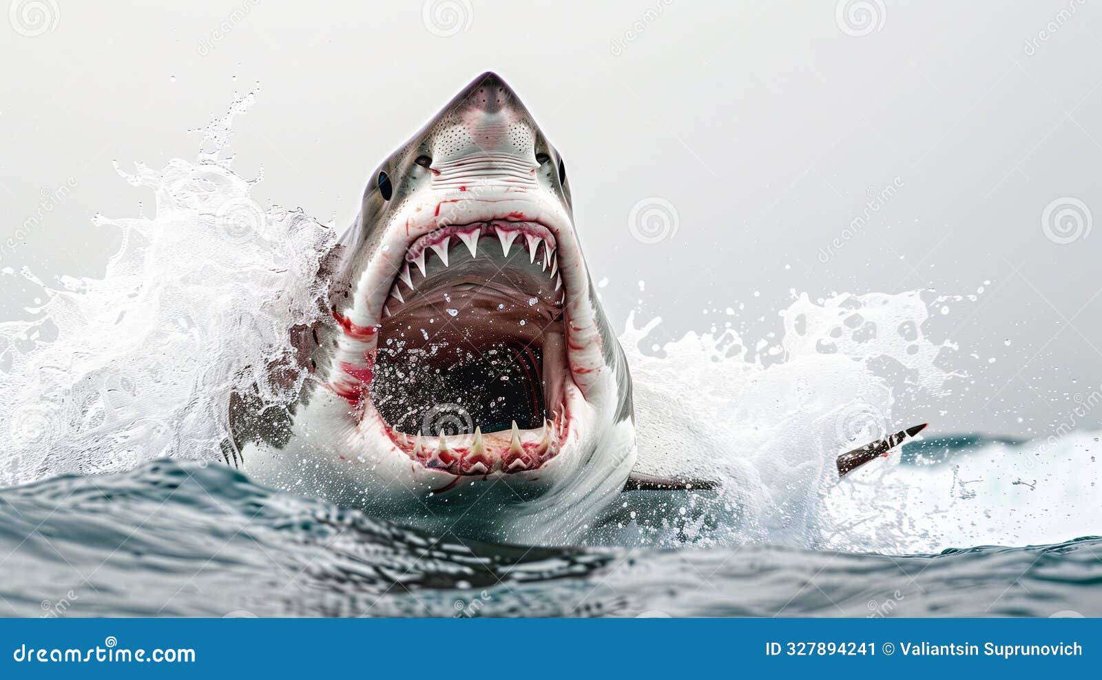 A Dramatic of a Bull Shark in Mid-attack, Its Mouth Wide Open Revealing ...