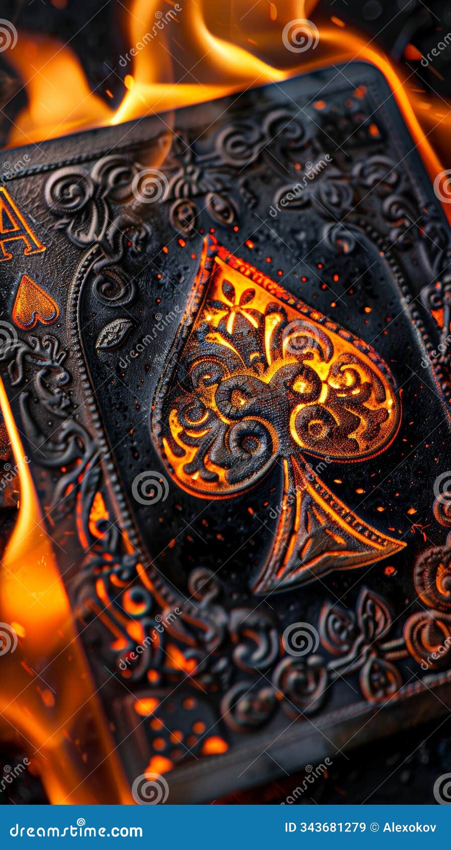 Dramatic Burning Card with Fiery Elements, Contemporary Art Generative ...