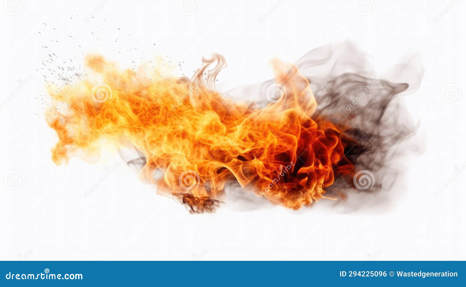 Dramatic Burning Fire on a White Background, Capturing the Fiery ...