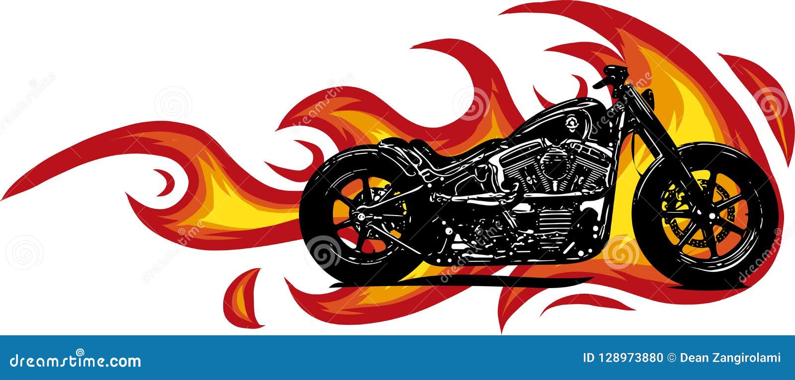 Dramatic Burning Motorcycle Engulfed in Fierce Fiery Orange Flames and ...