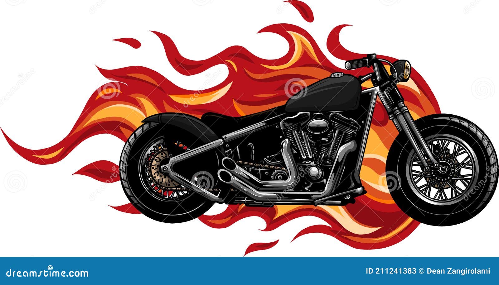 Burning Motorcycle Engulfed in Fierce Fiery Orange Flames and Fire ...