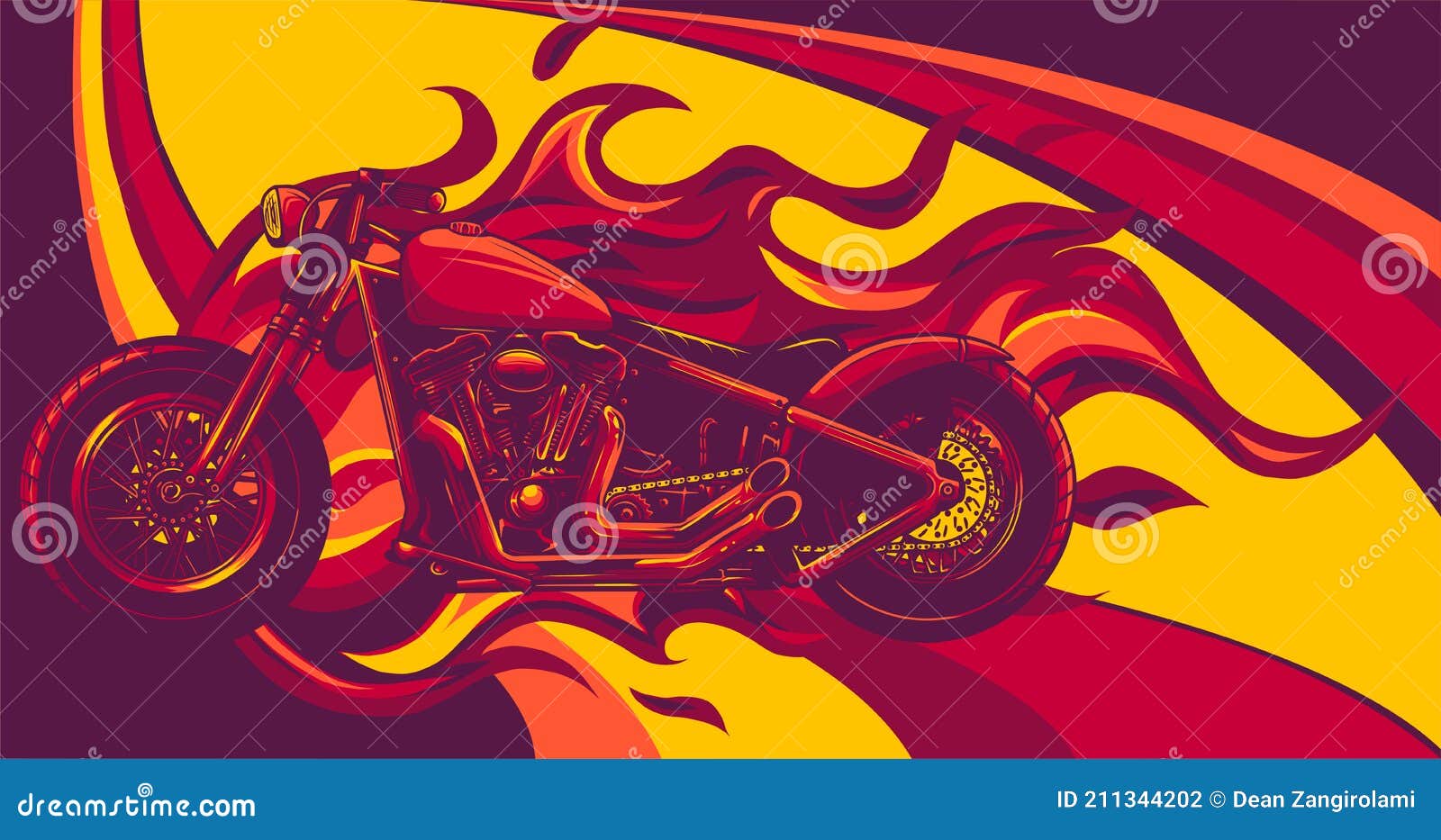 Burning Motorcycle Engulfed in Fierce Fiery Orange Flames and Fire ...