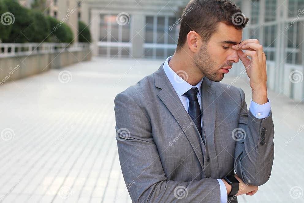 Dramatic Businessman Thinking really Hard Stock Photo - Image of ...
