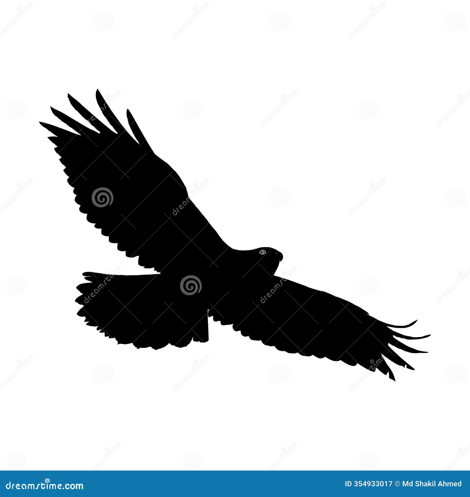 A Dramatic, Clean Silhouette of a Bird of Prey, Likely a Hawk or Falcon ...