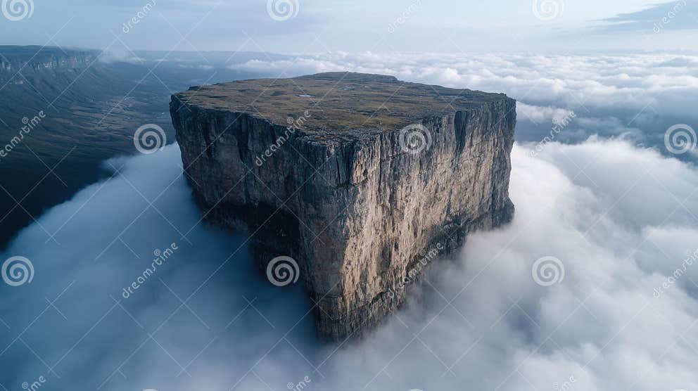 Dramatic Cliff Above the Clouds Stock Illustration - Illustration of ...