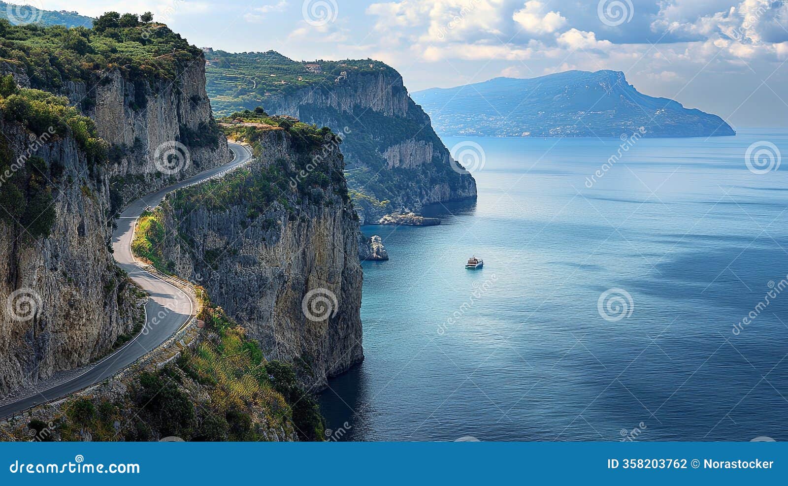 A Dramatic Cliffside Road Winding Along a Coastal View. Picture Stock ...