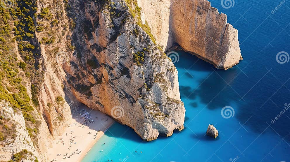Dramatic Cliffside View of Turquoise Waters Cliff Formations Aerial ...