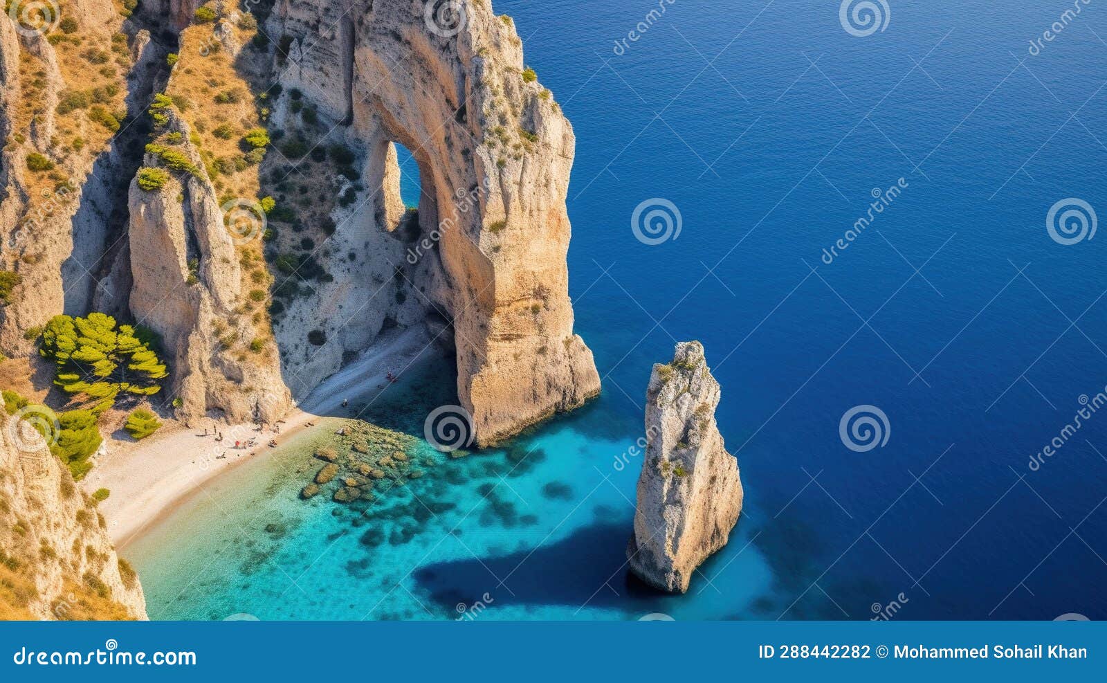 Dramatic Cliffside View of Turquoise Waters Cliff Formations Aerial ...