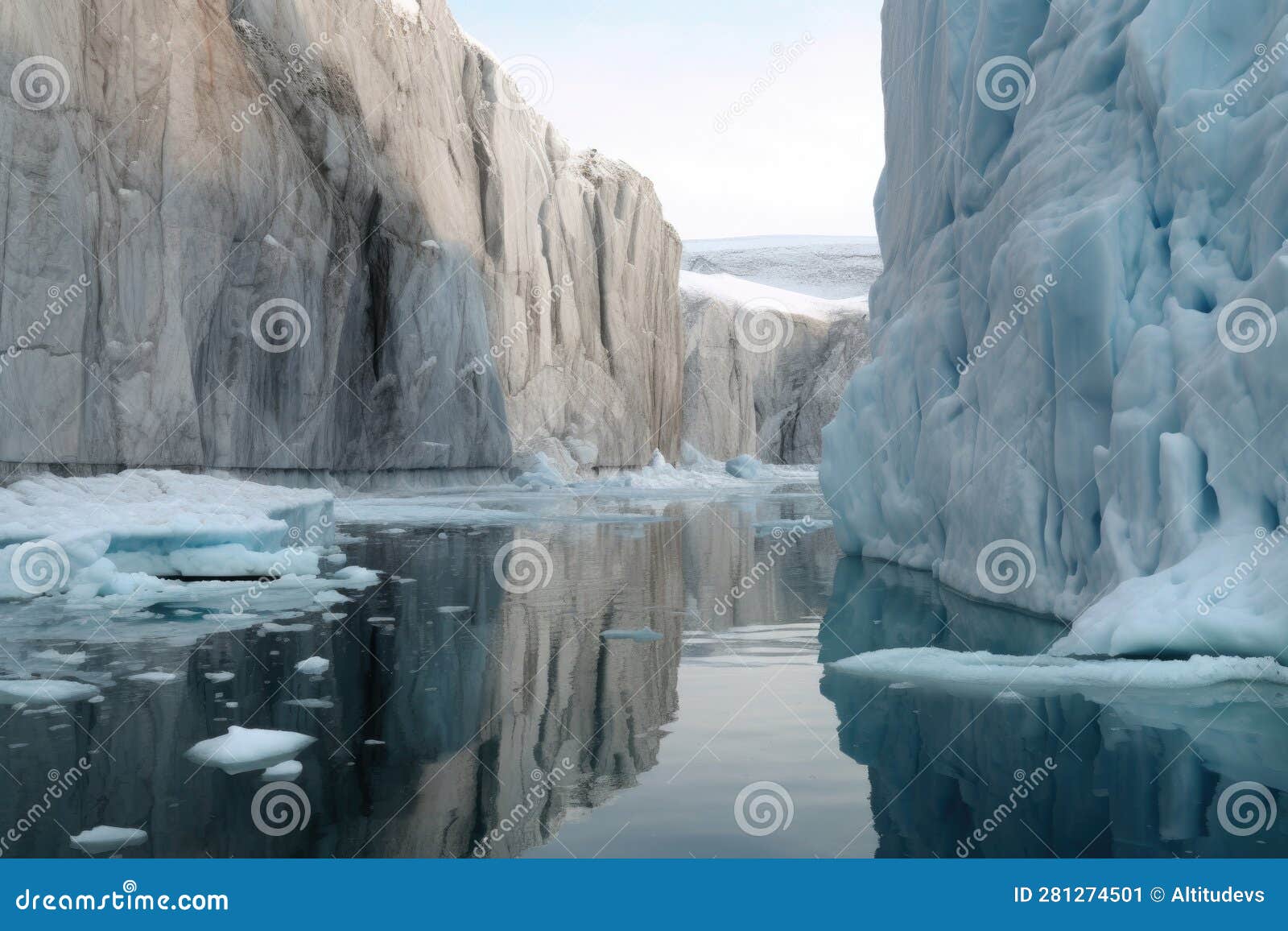Dramatic Climate Change Impact on Glacier Breakage Stock Illustration ...