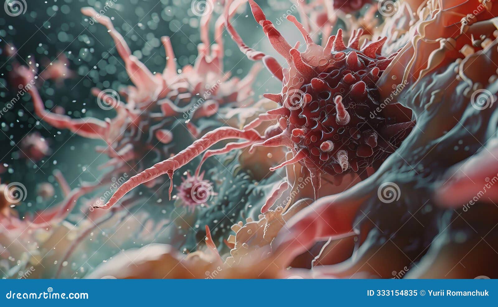 Dramatic Close Up of Stomach Lining Immune Cells As Warriors Battling ...