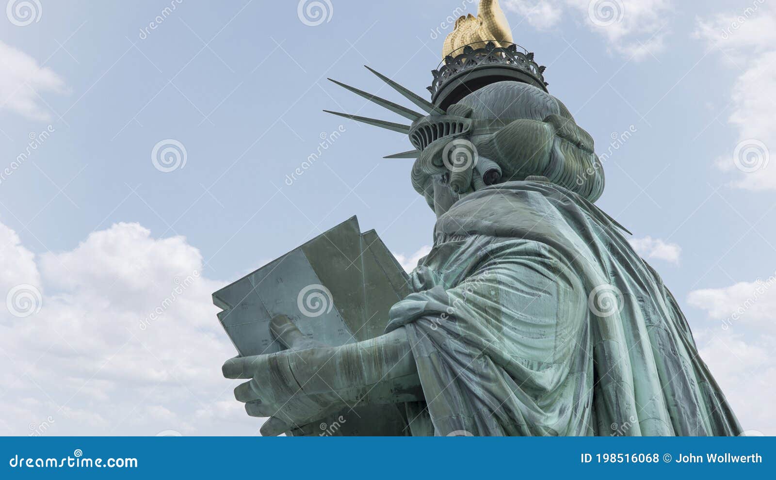Dramatic Close Up View of the Back of the Statue of Liberty in New York ...