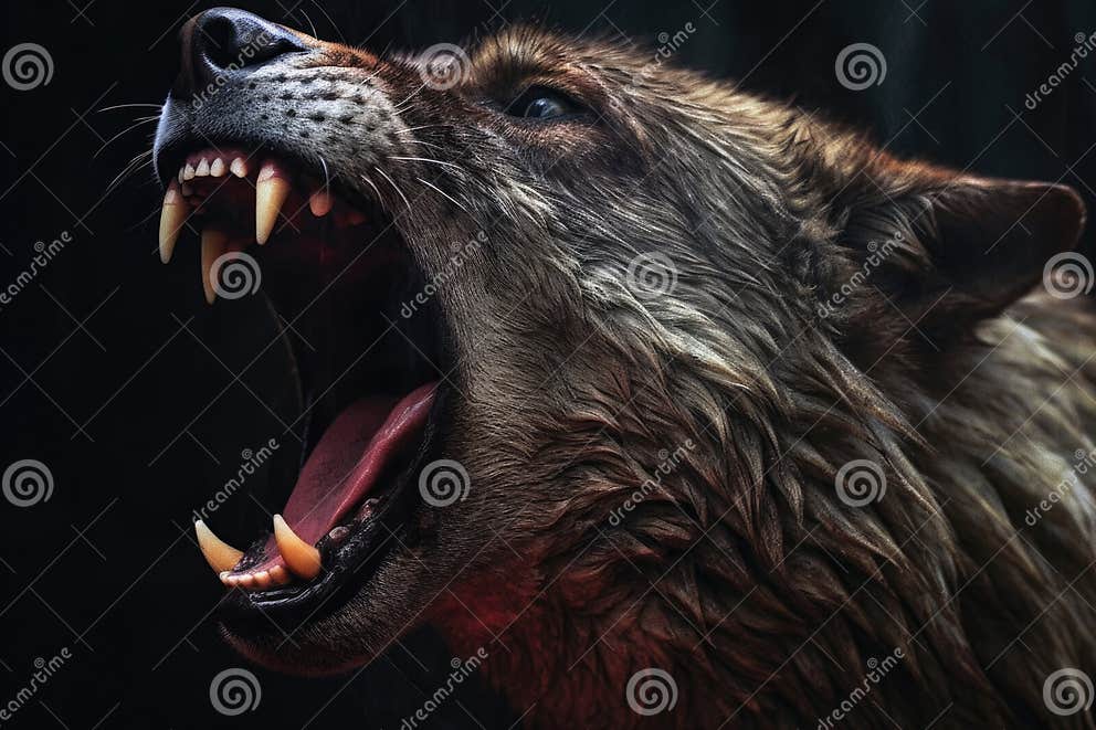 Dramatic Close-up of Wolfs Face while Howling Stock Photo - Image of ...