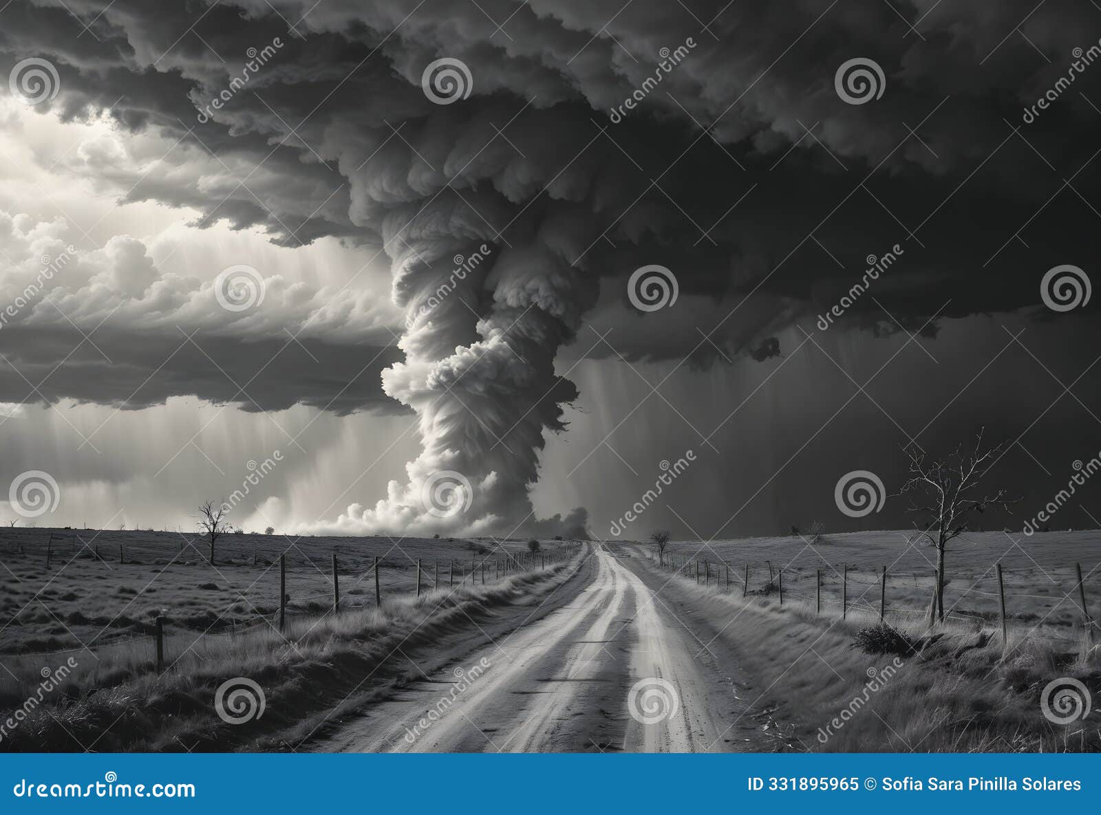Dramatic Cloud Formation Tornado Twister Over Open Landscape Like a ...