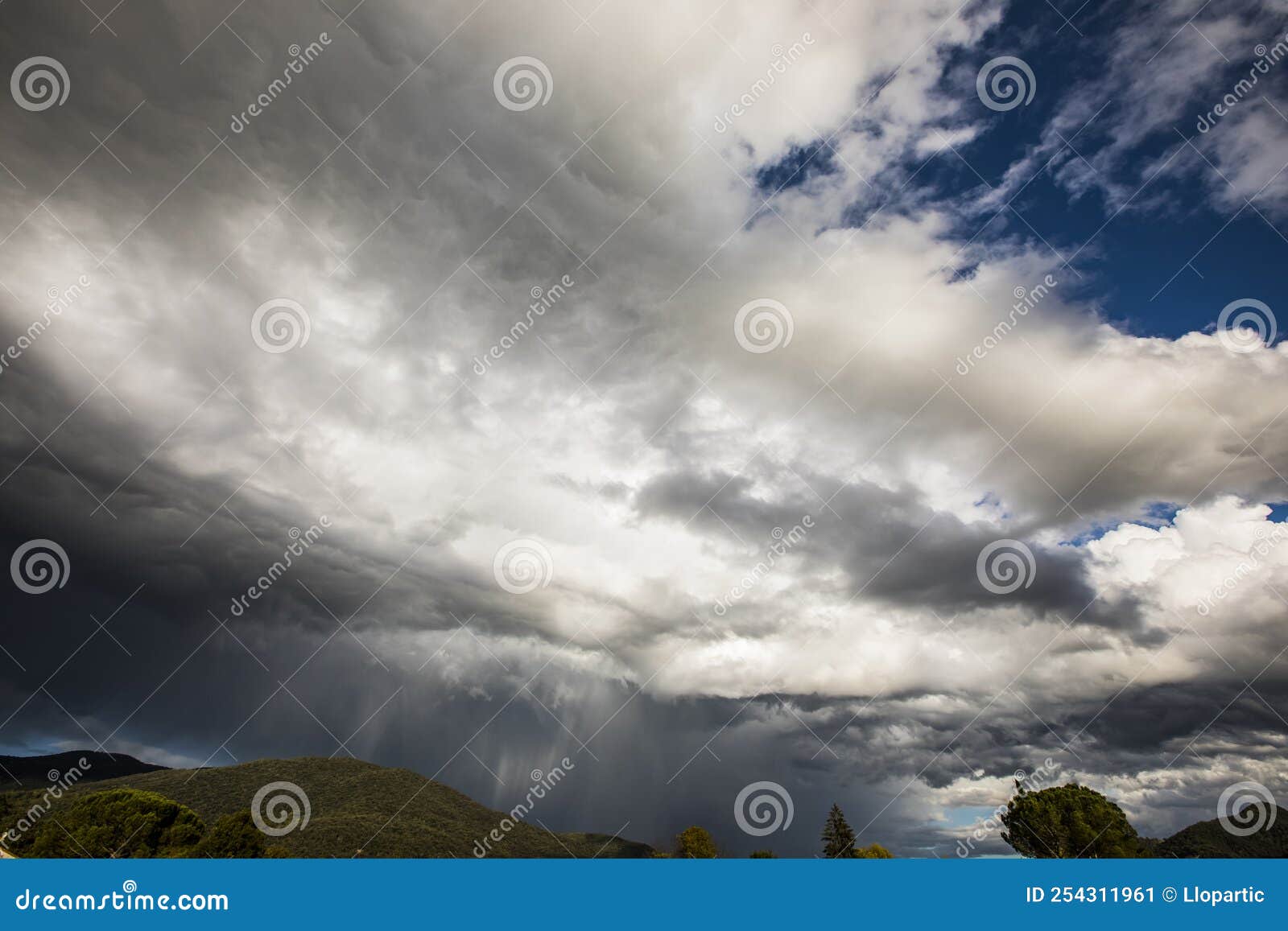 Dramatic Clouds in La Garrotxa, Pyrenees, Spain Stock Image - Image of ...