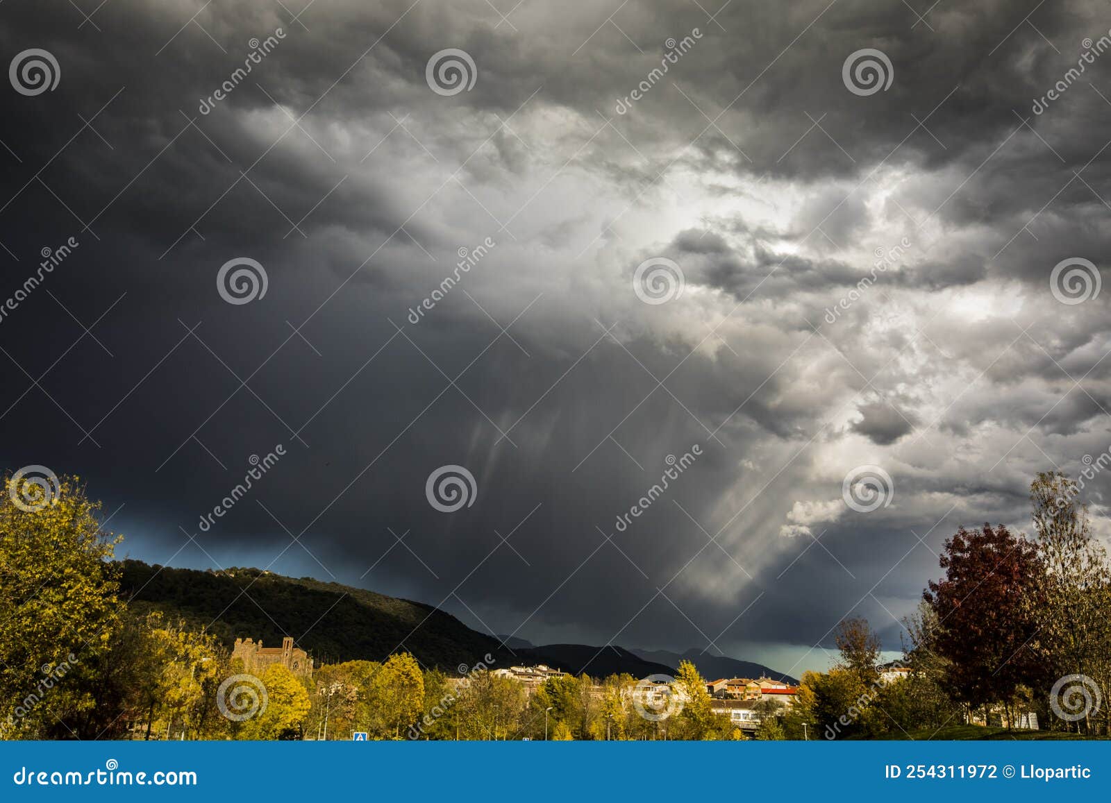 Dramatic Clouds in La Garrotxa, Pyrenees, Spain Stock Photo - Image of ...