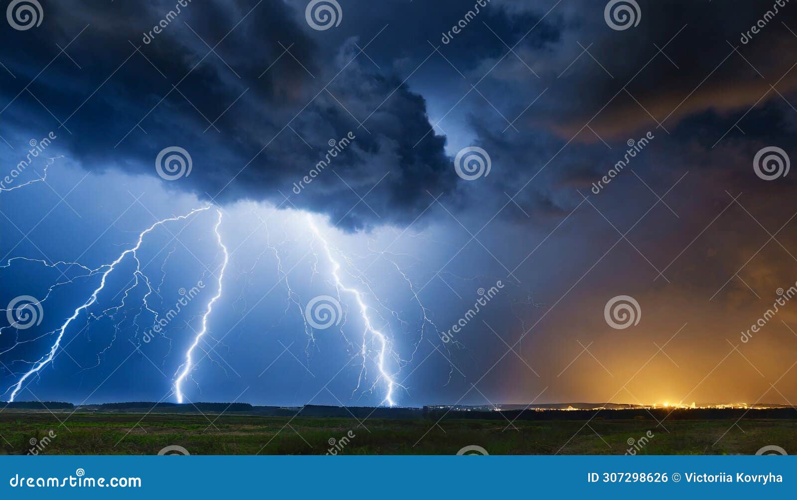 Dramatic Clouds at Night with Lightning and Thunder. Stormy Weather ...