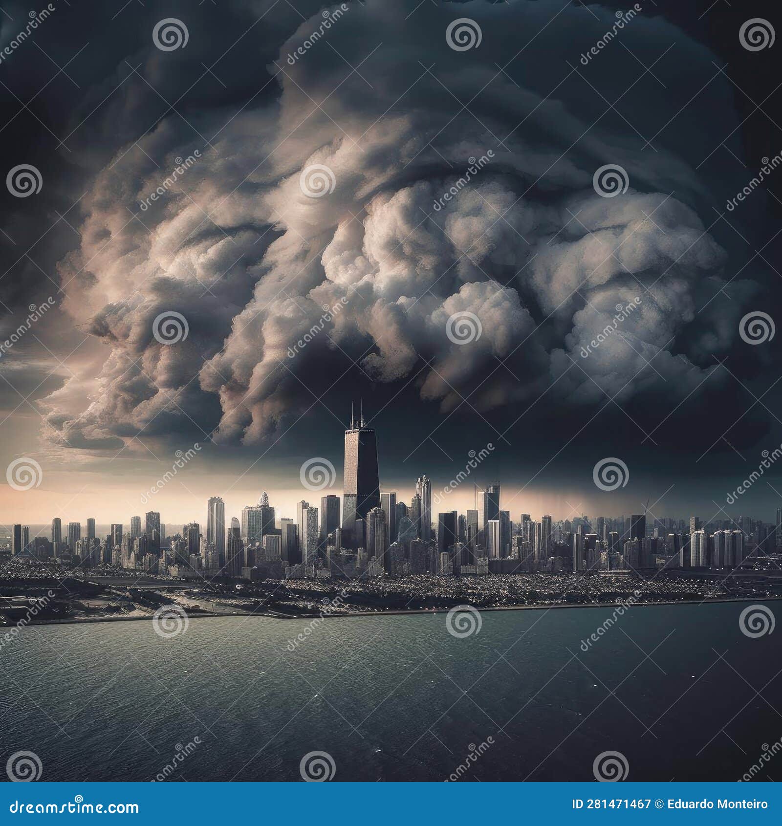 Dramatic Clouds Over the City - Concept of Climate Change Stock ...