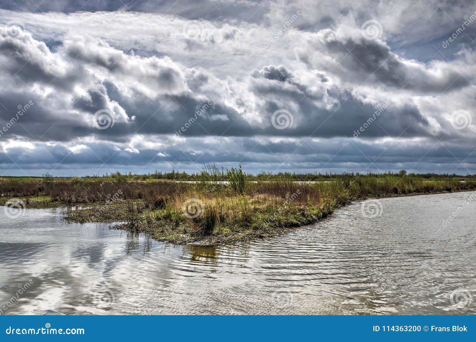 Dramatic Clouds Over a Nature Island Stock Photo - Image of netherlands ...