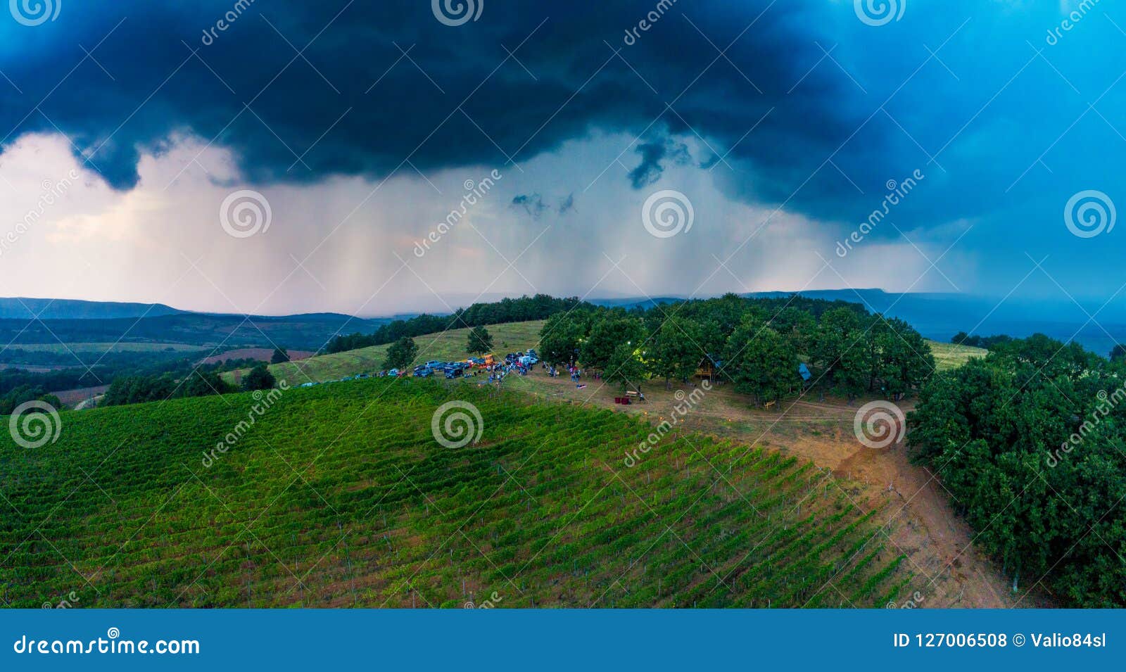 Dramatic Cloudscape Over Vineyard Field in Europe Stock Photo - Image ...