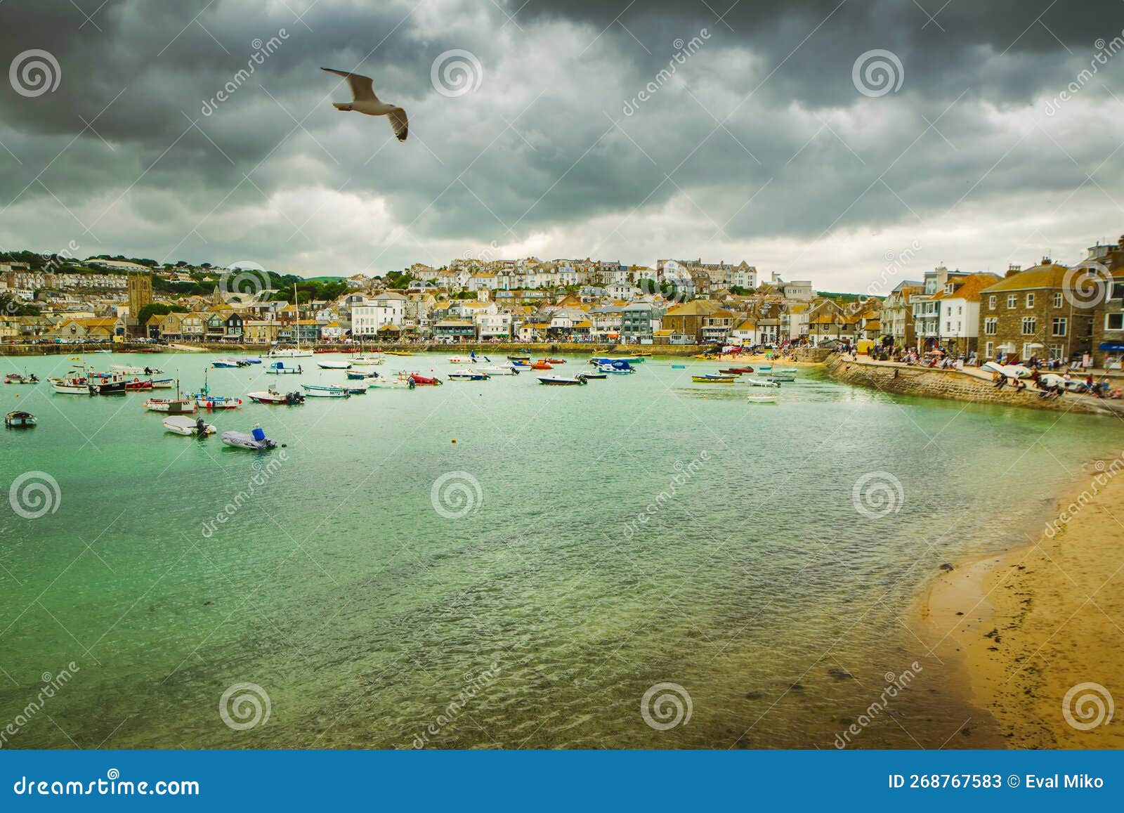 Dramatic Cloudscape and Scenic Panorama of Beach of St Ives Coastal ...