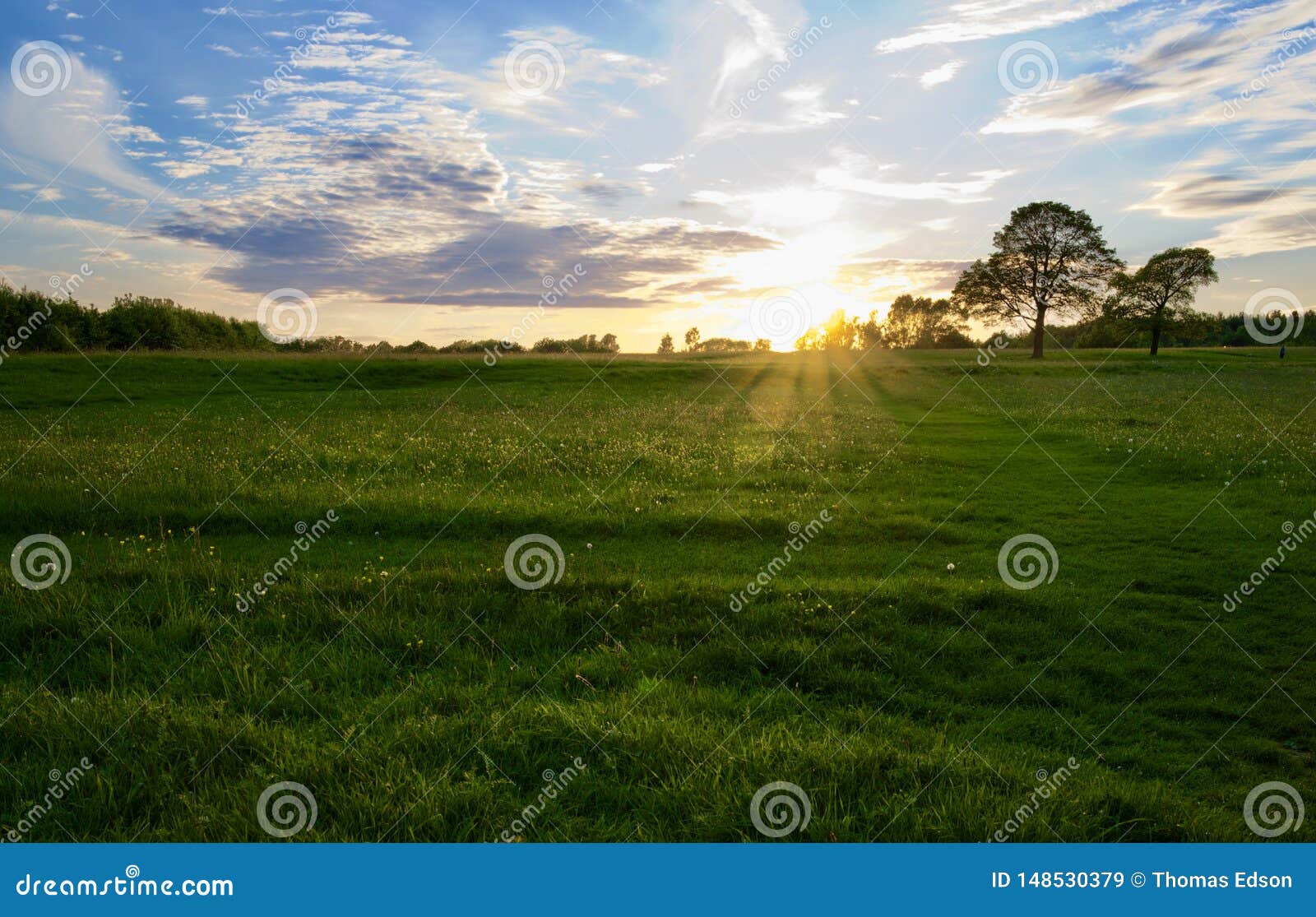 Dramatic Sky at Dusk Over Countryside Fields in Summer Stock Image ...