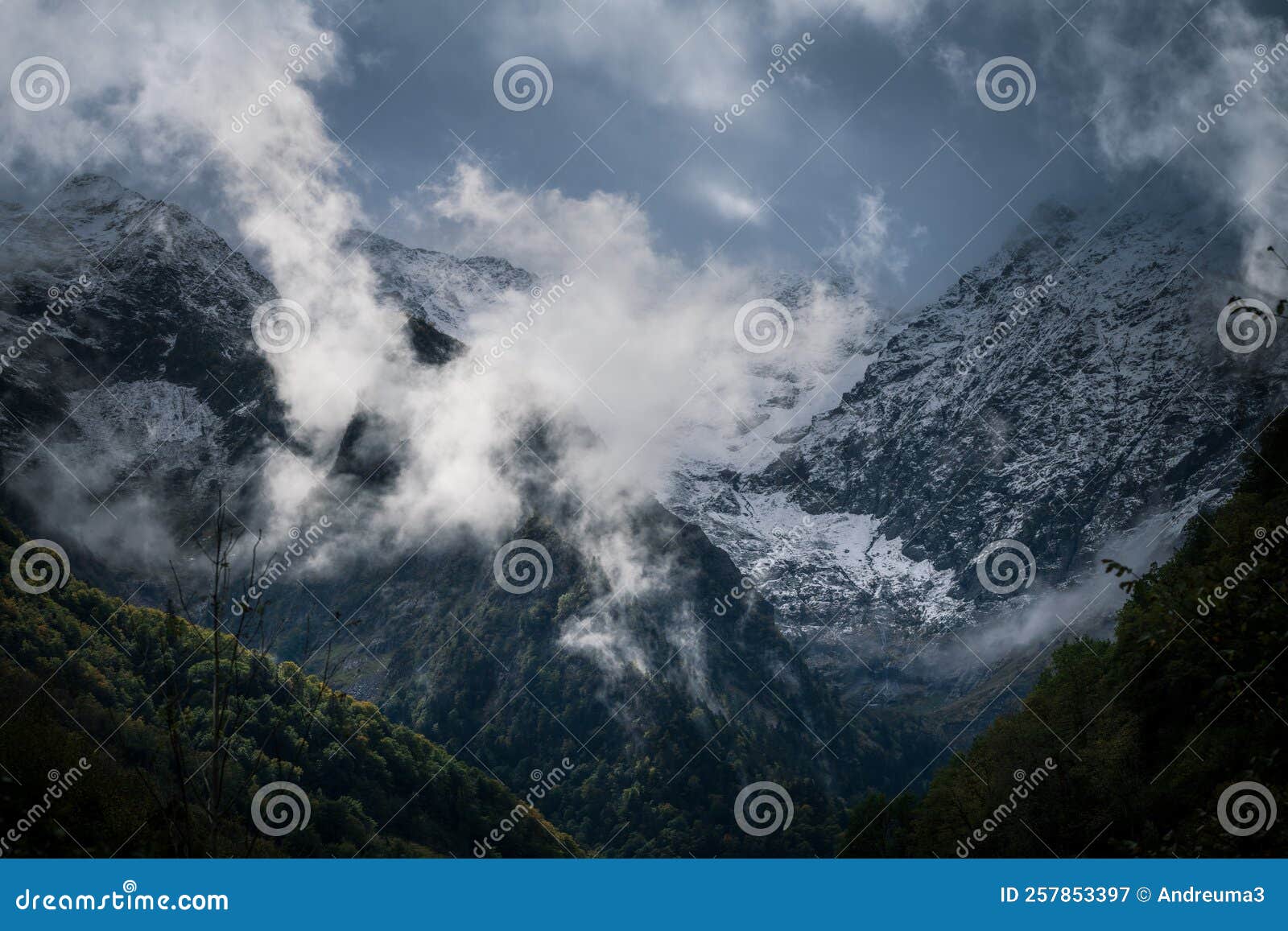 Clouds Over the Pyrenees Mountains Stock Image - Image of view, mist ...