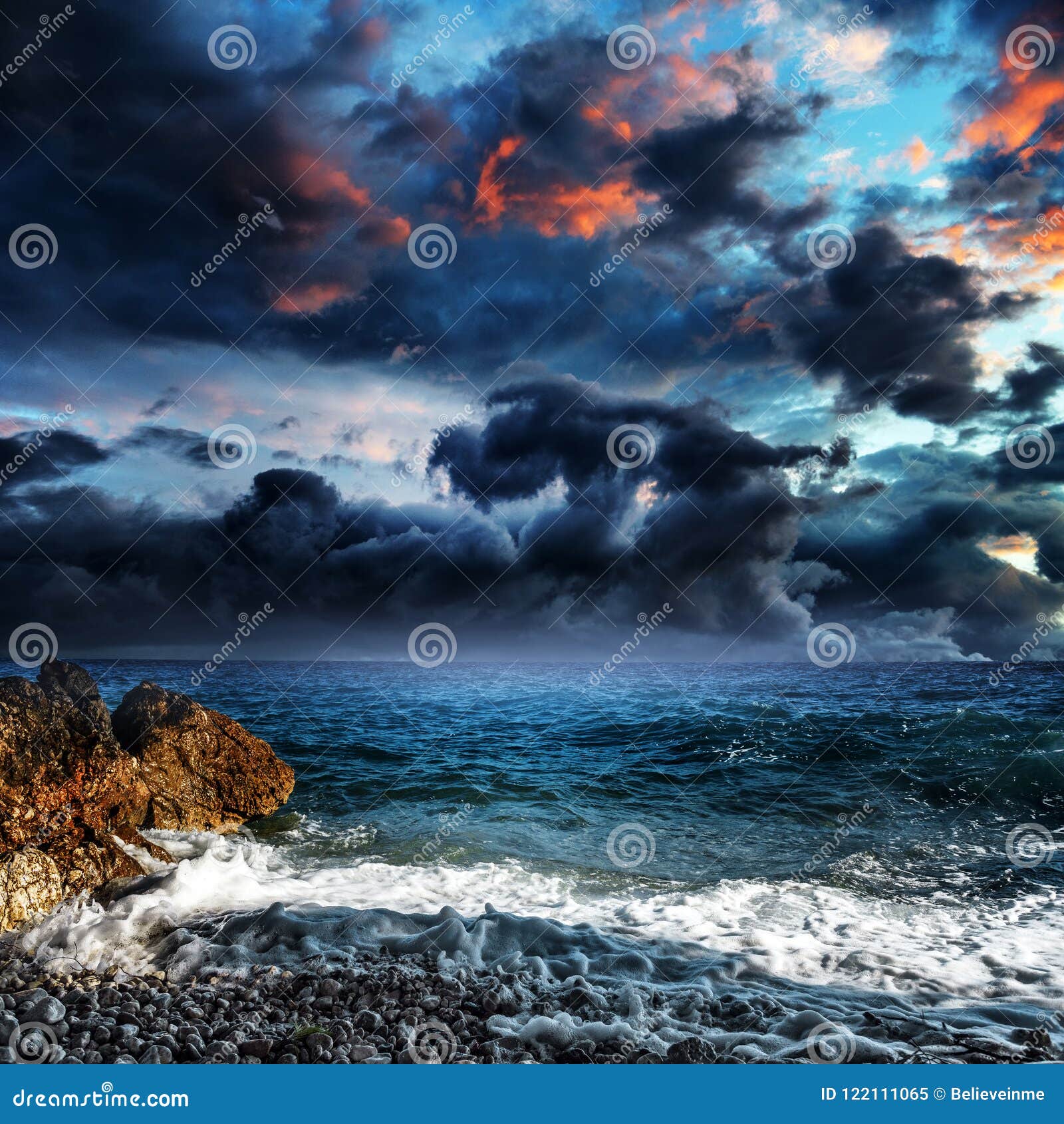 Dramatic Cloudy Sky Over the Sea. Stock Image - Image of nature, clouds ...