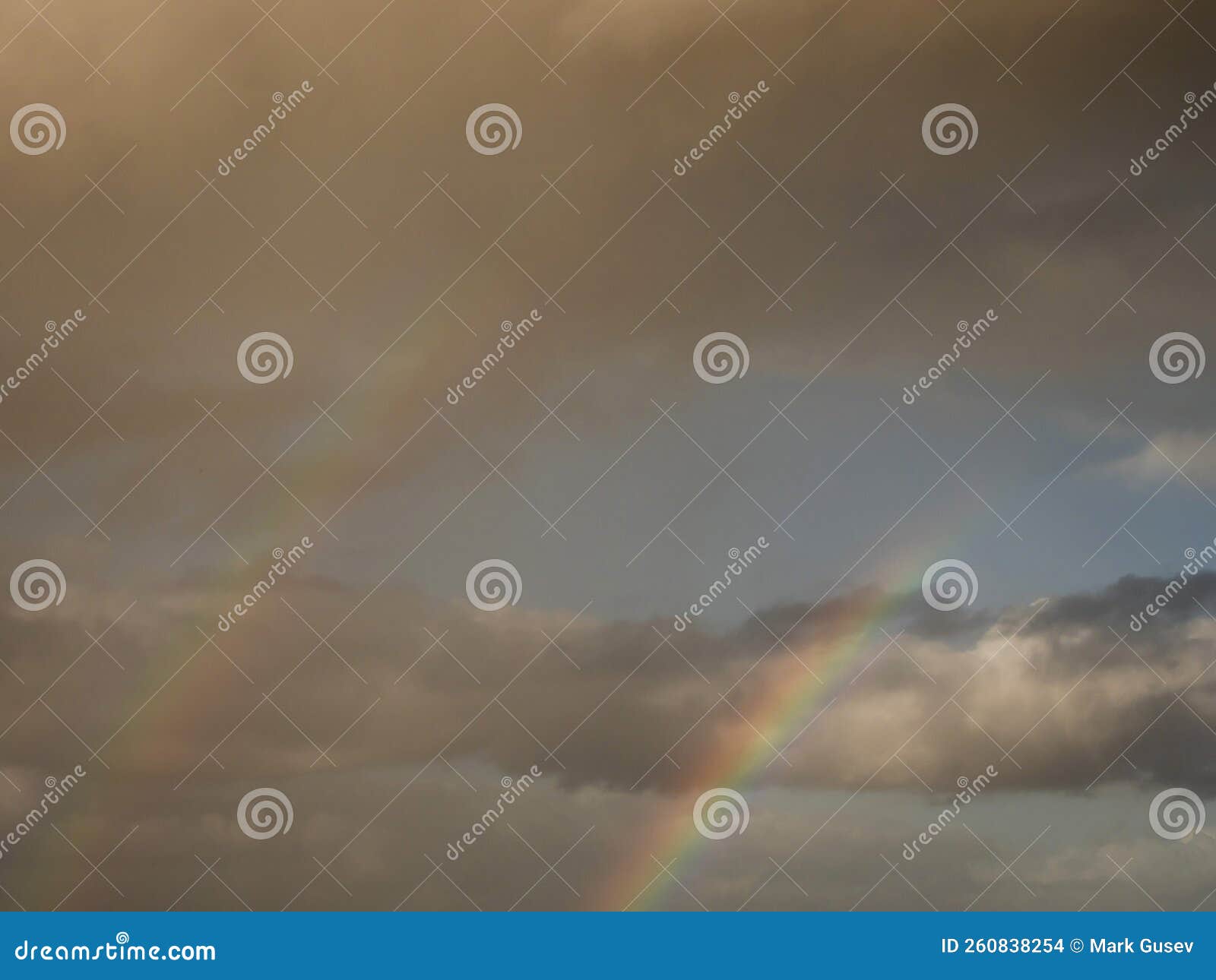 Dramatic Cloudy Sky with Rainbow Symbol of Luck. Nature Phenomenon ...