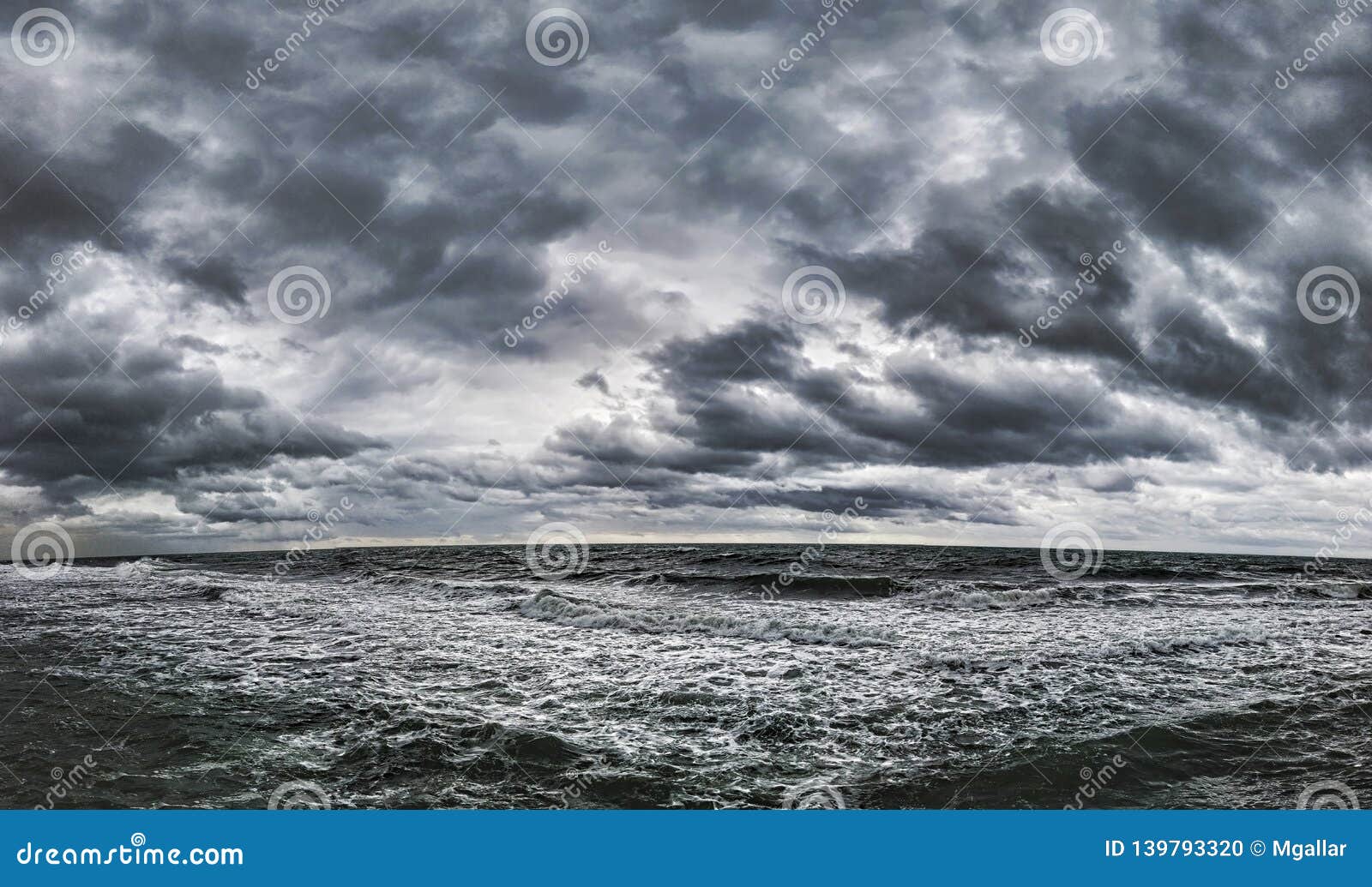 Dramatic Cloudy Sky and Top Seascape in a Winter Day with Bad Weather ...