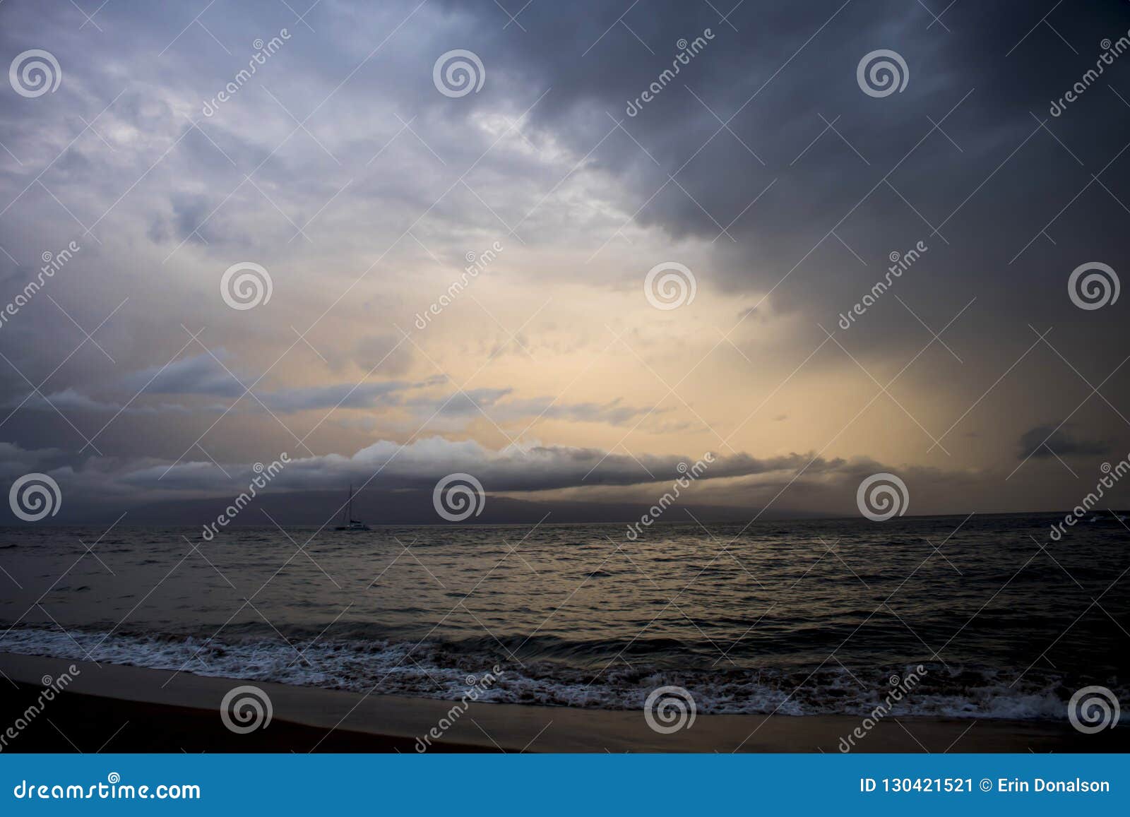 Dramatic Cloudy Sunset Sky Over Seascape As Hurricane Storm Approaches ...