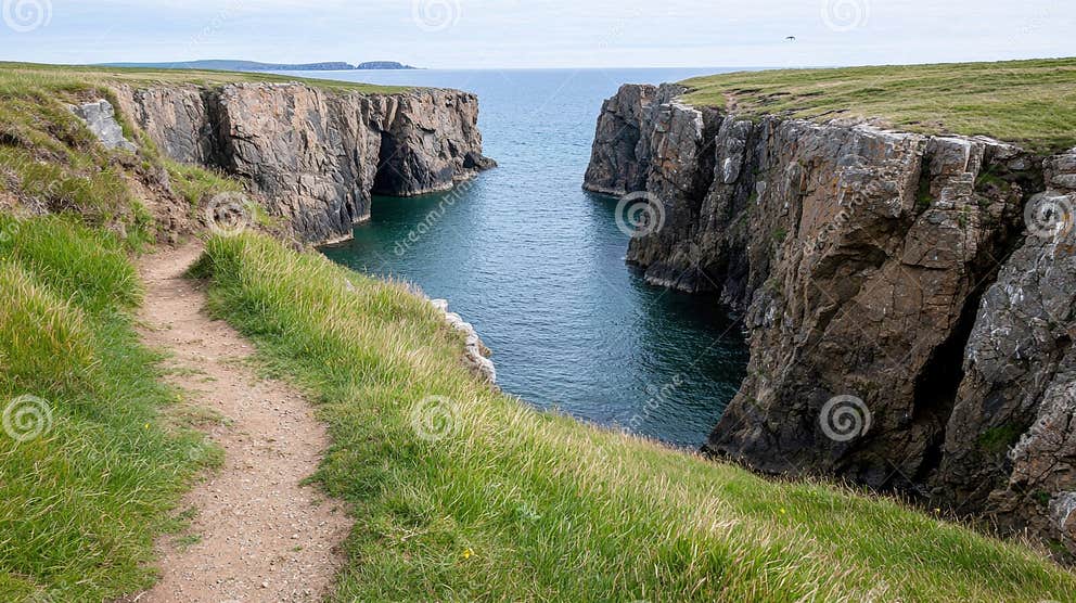 Dramatic Coastal Cliffs and Path Overlooking the Ocean Stock ...