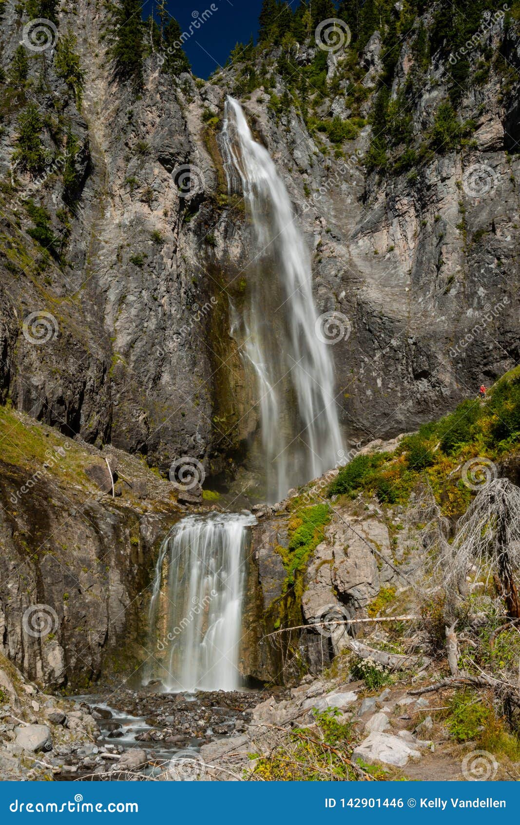 Dramatic Comet Falls Tumbles Over Cliff Stock Photo - Image of ...