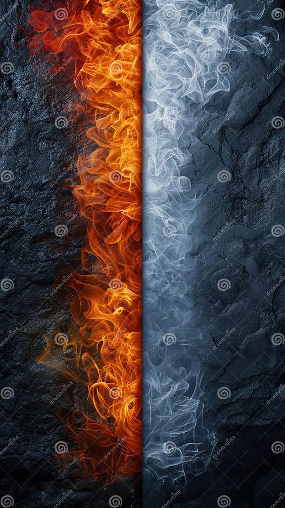 Dramatic Contrast of Fire and Smoke Stock Illustration - Illustration ...