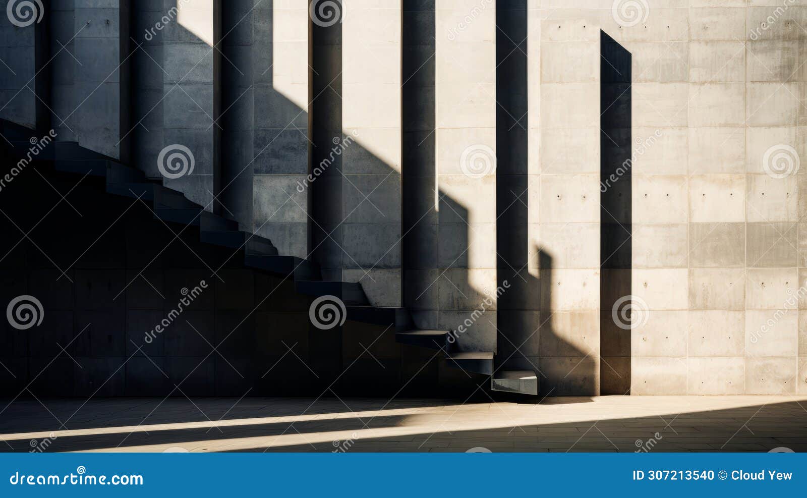 A Dramatic Contrast of Light and Shadow on Brutalist Walls Stock ...