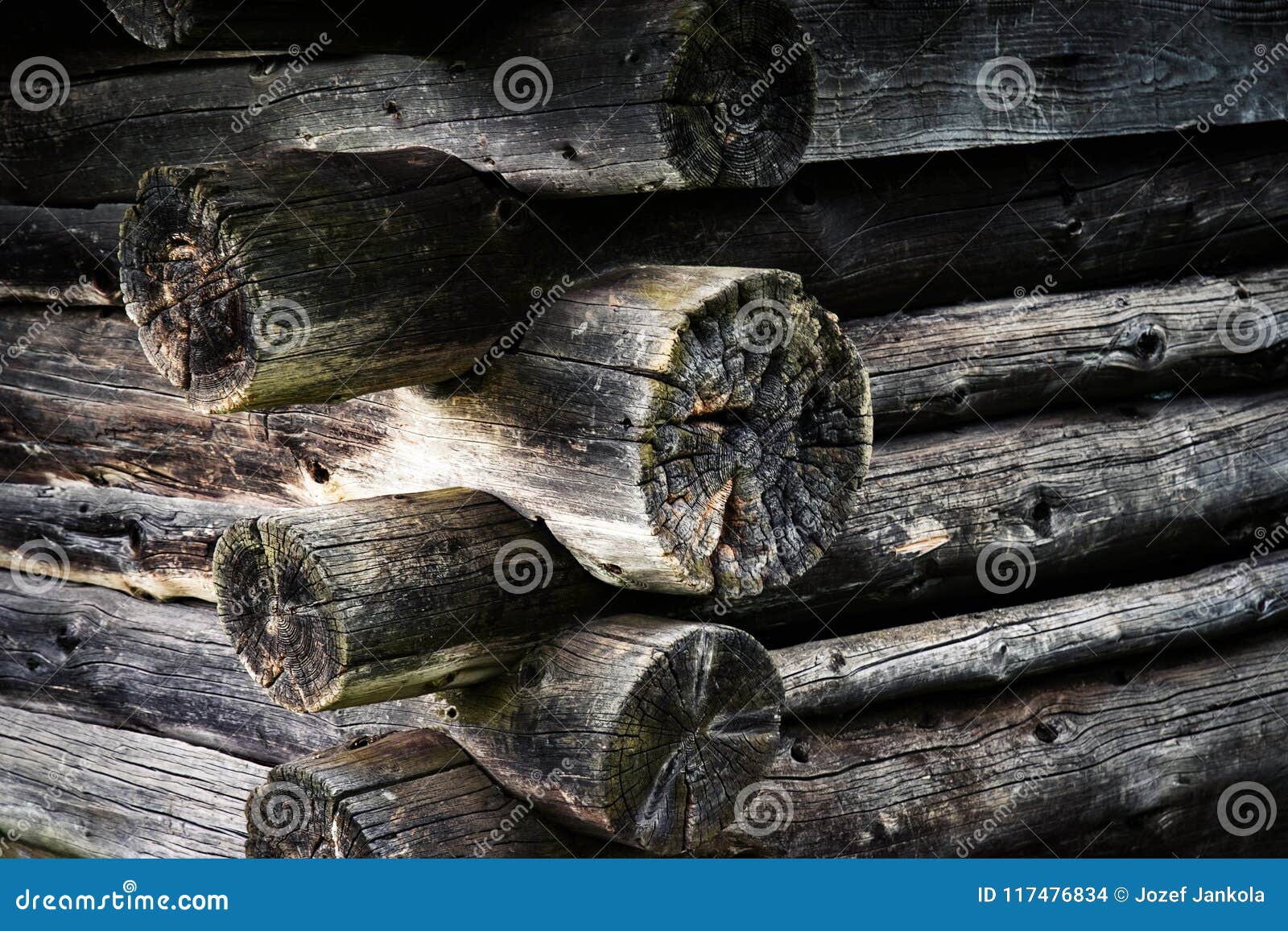 Dramatic Corner Old Wooden Cabin Stock Photo - Image of construction ...