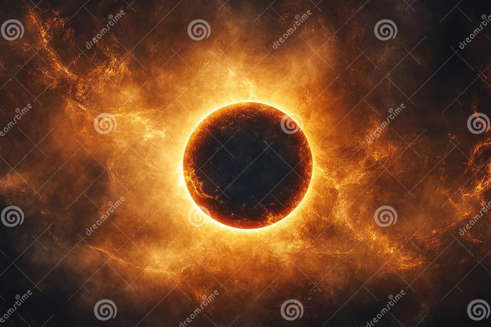 Dramatic Cosmic Event of a Burning Planet Causing a Solar Eclipse in a ...