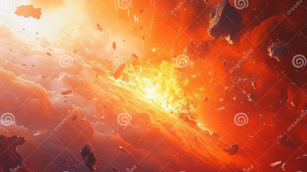 Dramatic Cosmic Explosion in a Celestial Landscape of Fire Stock Photo ...