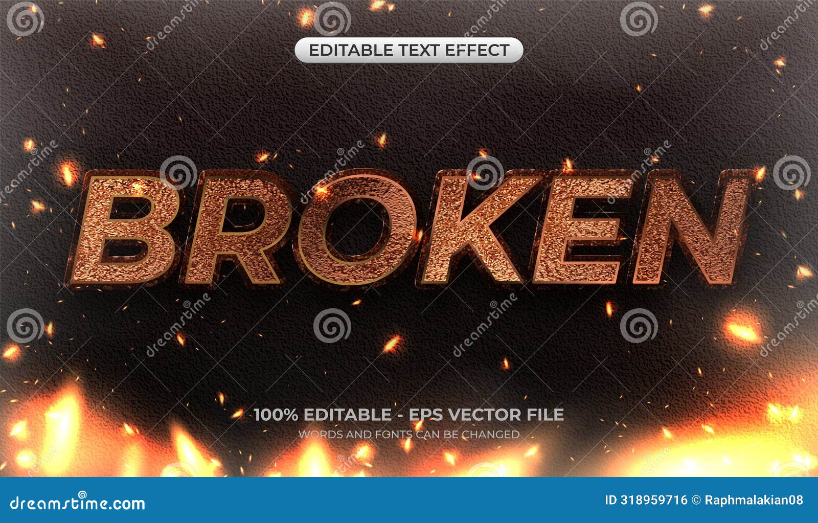 Broken Typography Vector Images In Black Background | CartoonDealer.com ...