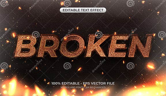 Dramatic 3D Broken Text Effect. Editable Rusty Iron Text Effect Stock ...