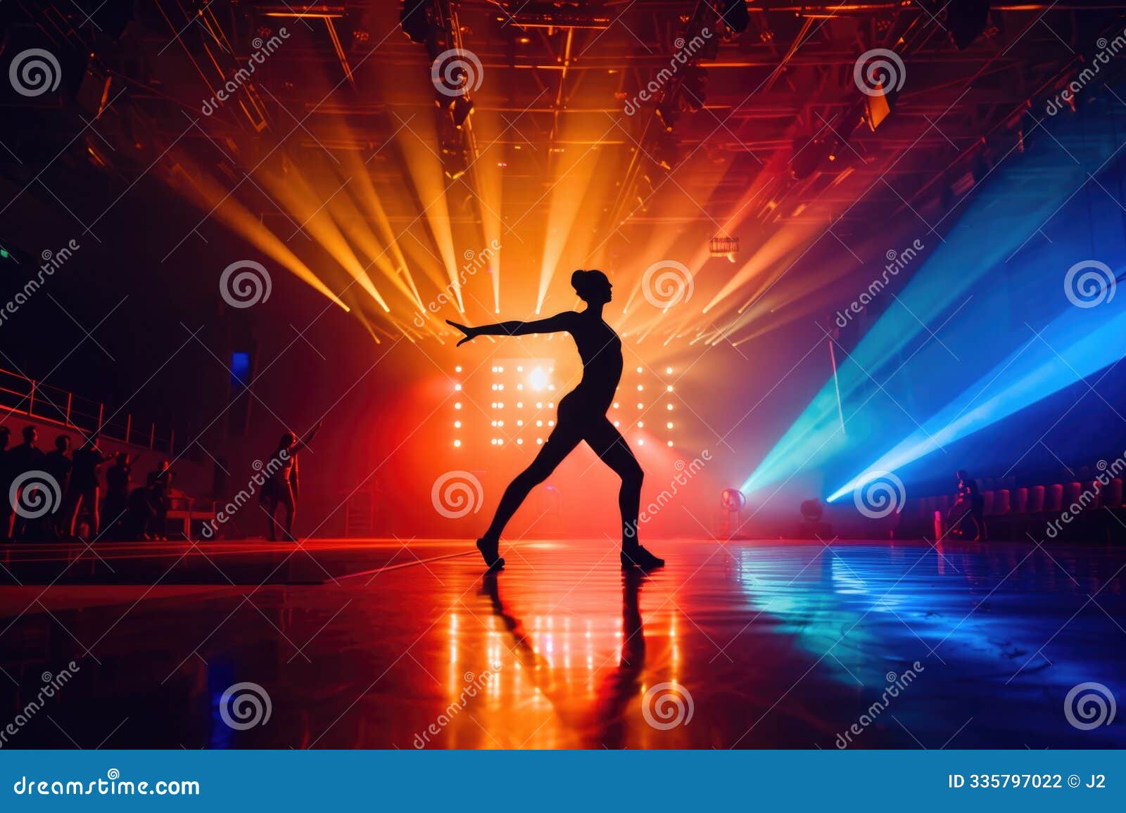 Dramatic Dance Performance with Dynamic Stage Lighting and Silhouette ...