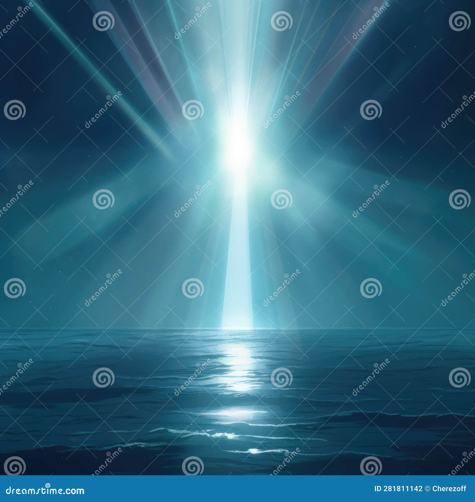 Dramatic Dark Sea and Bright Light Ahead Stock Illustration ...