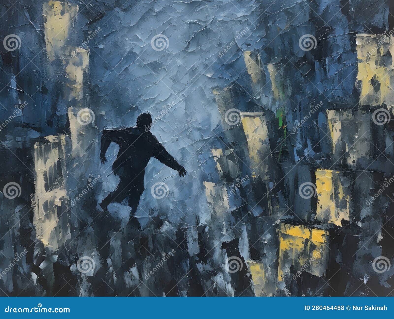 Dramatic Depiction of a Criminal Escaping through a Confusing City ...