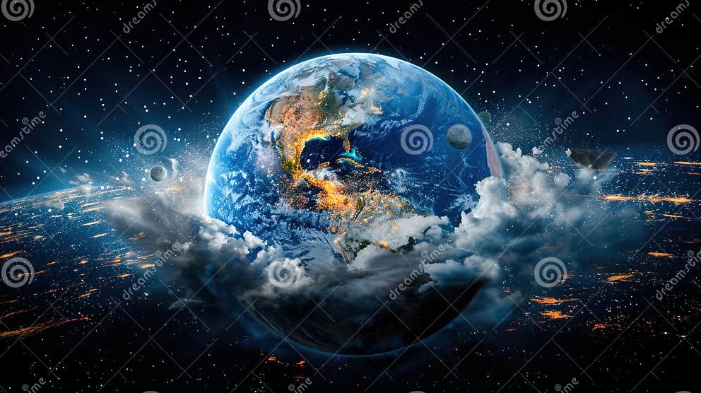 Dramatic Depiction of Earth with Explosive Elements. Generative Ai ...