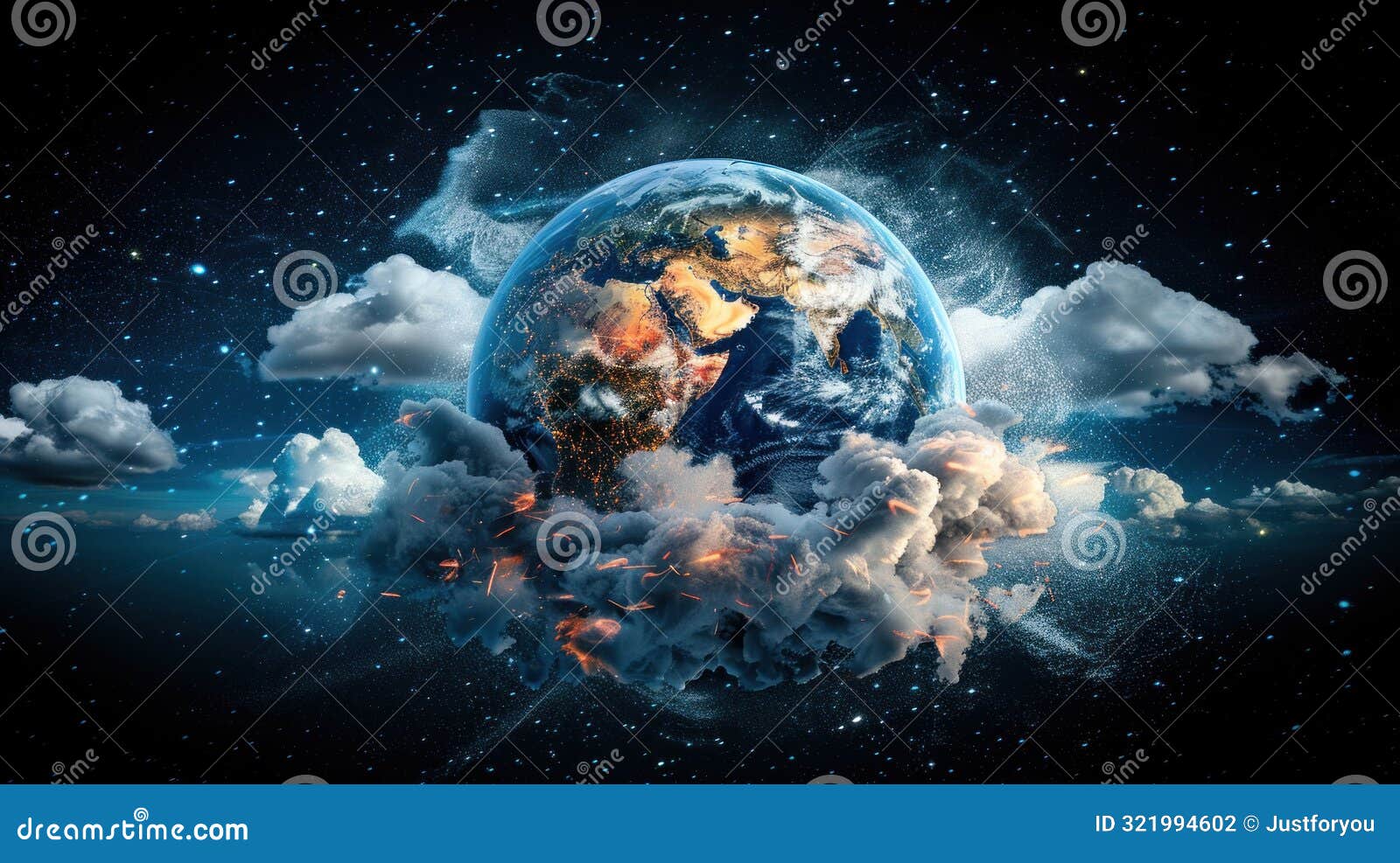 Dramatic Depiction of Earth with Explosive Elements. Generative Ai ...