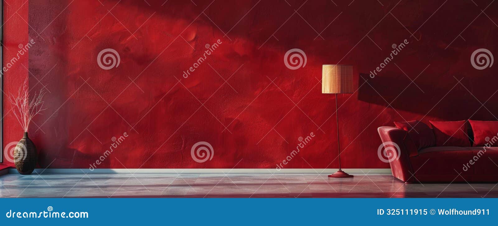 A Dramatic Depiction of an Empty Wall in Deep Ruby Red, with a Matte ...