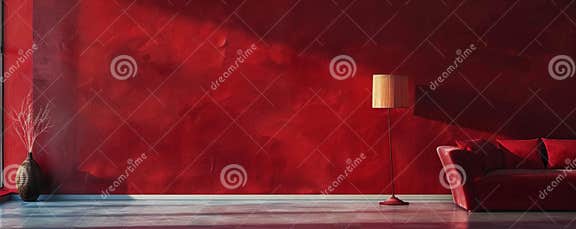 A Dramatic Depiction of an Empty Wall in Deep Ruby Red, with a Matte ...