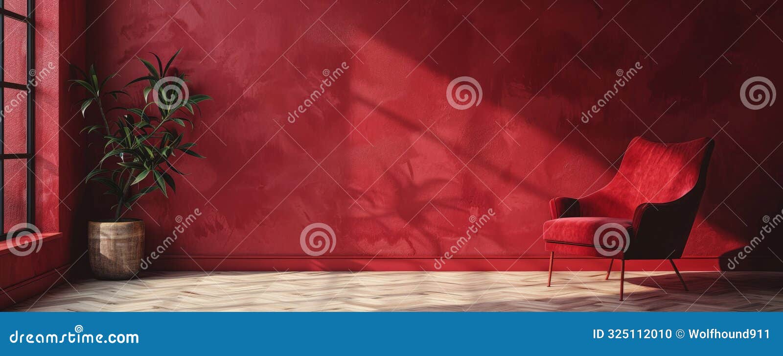 A Dramatic Depiction of an Empty Wall in Deep Ruby Red, with a Matte ...