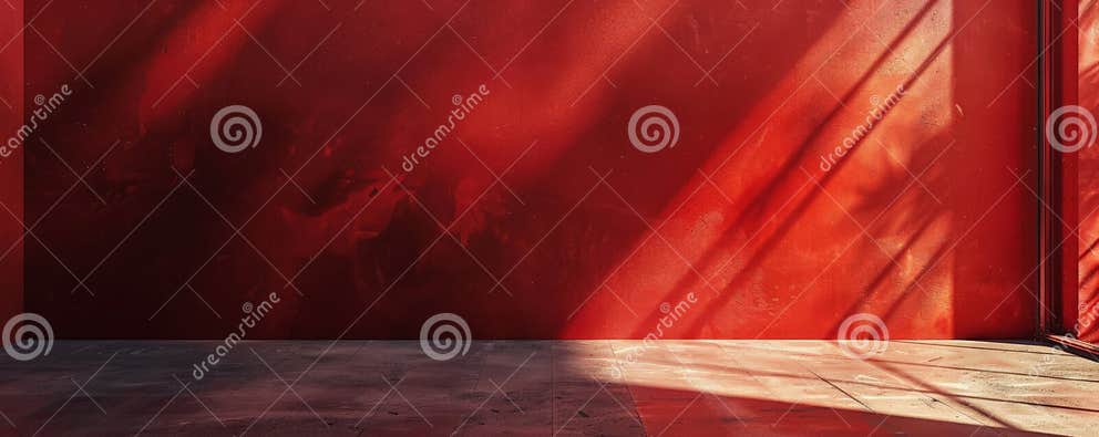 A Dramatic Depiction of an Empty Wall in Deep Ruby Red, with a Matte ...